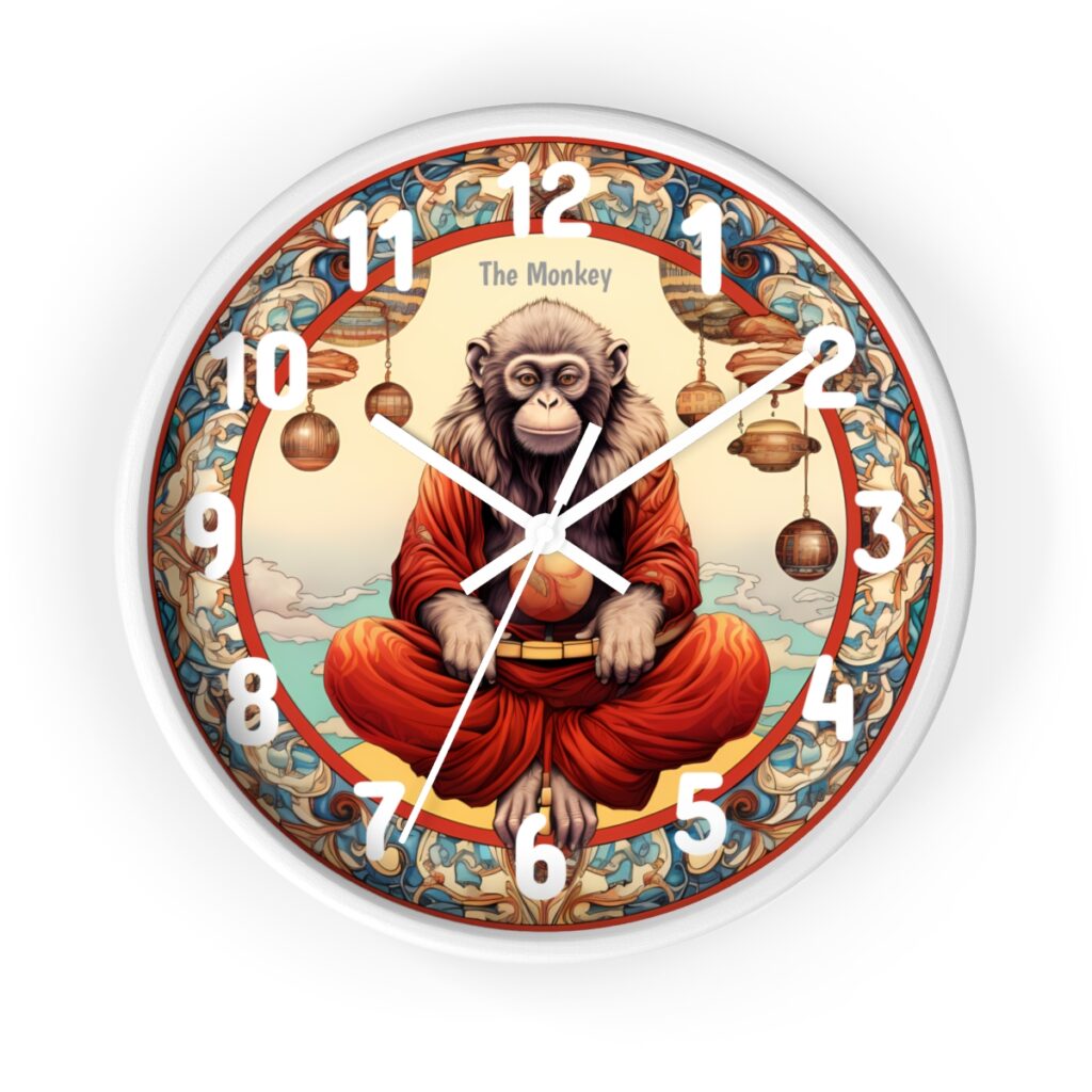 “The Monkey” Wall Clock (modern) - Cosmic Gifts by HAPSAI